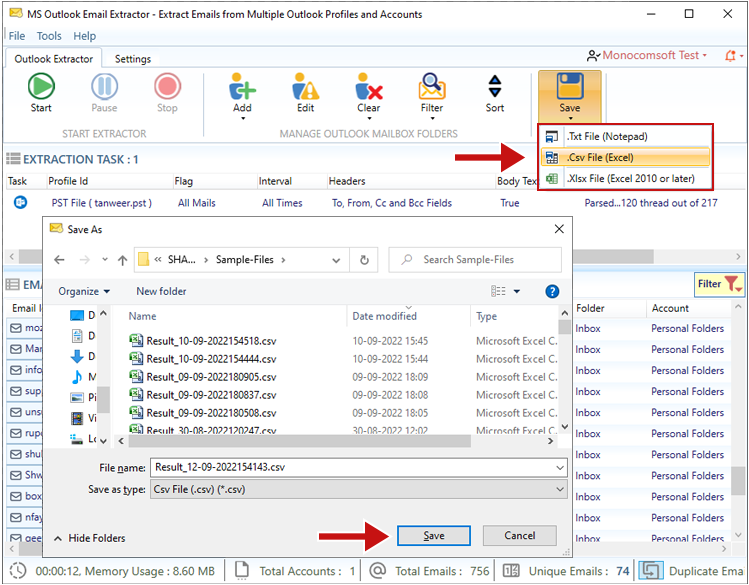 MS Outlook Email Extractor extracts all emails from Microsoft Outlook ...
